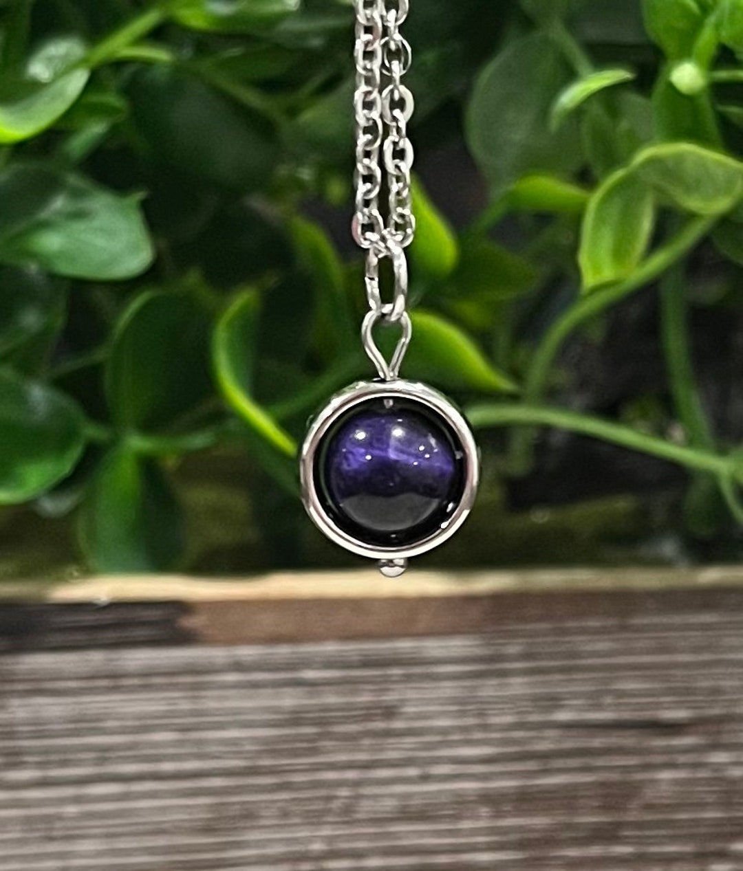 Purple Tiger's Eye Fidget Spinner Necklace - Etsy