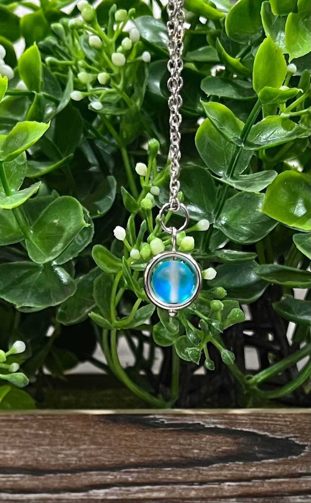 Mini Blue Glass Fidget Spinner Necklace - Etsy