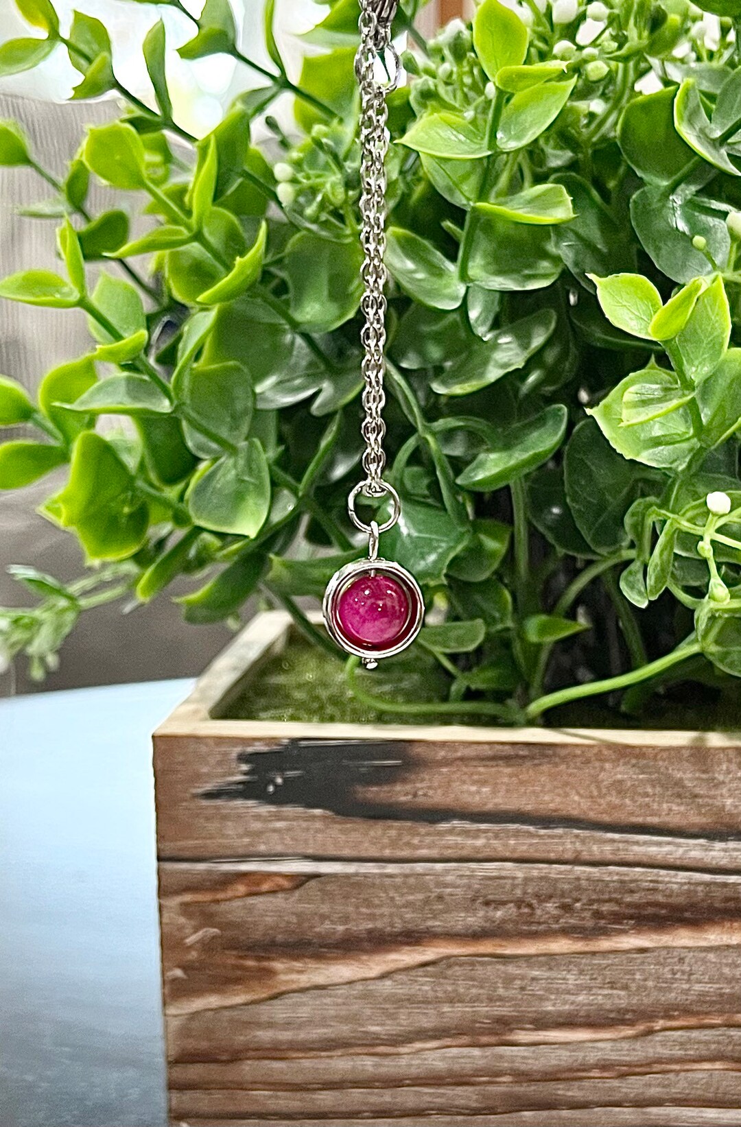 Mini Rose Red Tiger's Eye Fidget Spinner Necklace - Etsy