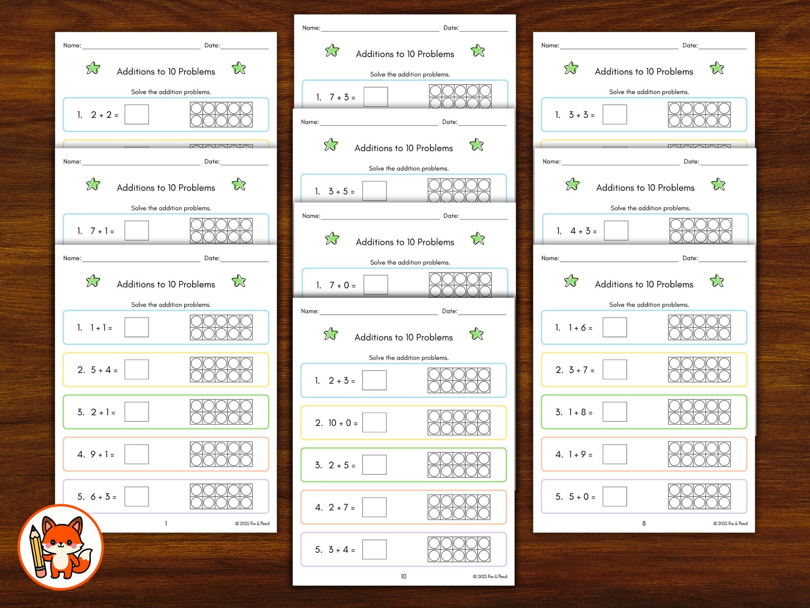 Addition Worksheets for Kindergarten, Ten Frame Math, Adding to 10 ...