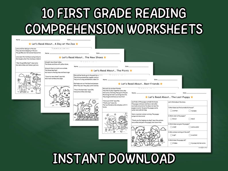 1st Grade Reading Comprehension Worksheets: Early Reader Stories ...