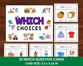 32 “which” Question Cards: Speech Therapy Language Development - Etsy