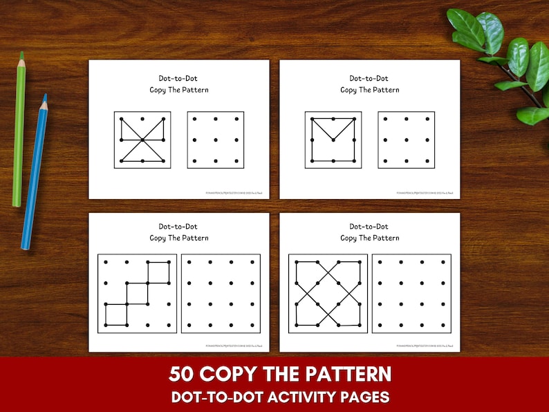 Dot-to-dot Copy the Pattern Worksheets | Visual Motor & Logic Skills ...