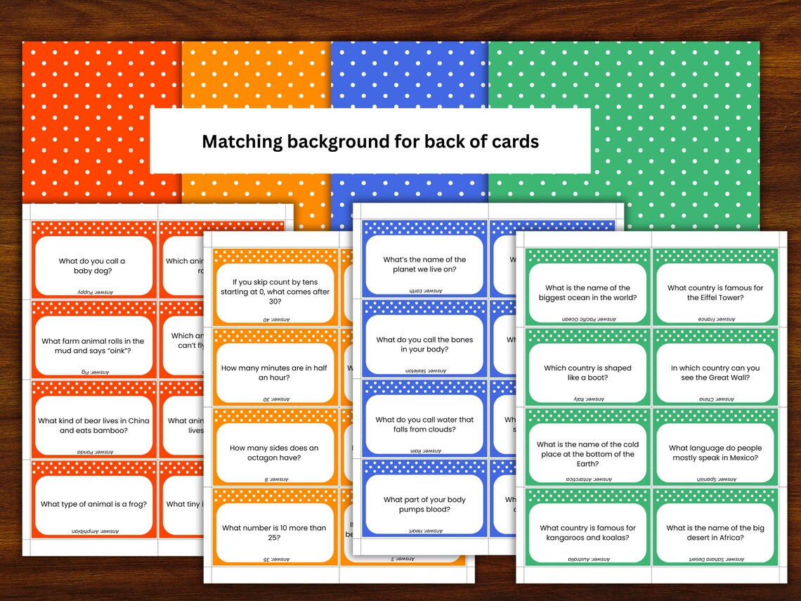 Kids Trivia Cards: 200 Printable Quiz Questions (digital Download) - Etsy
