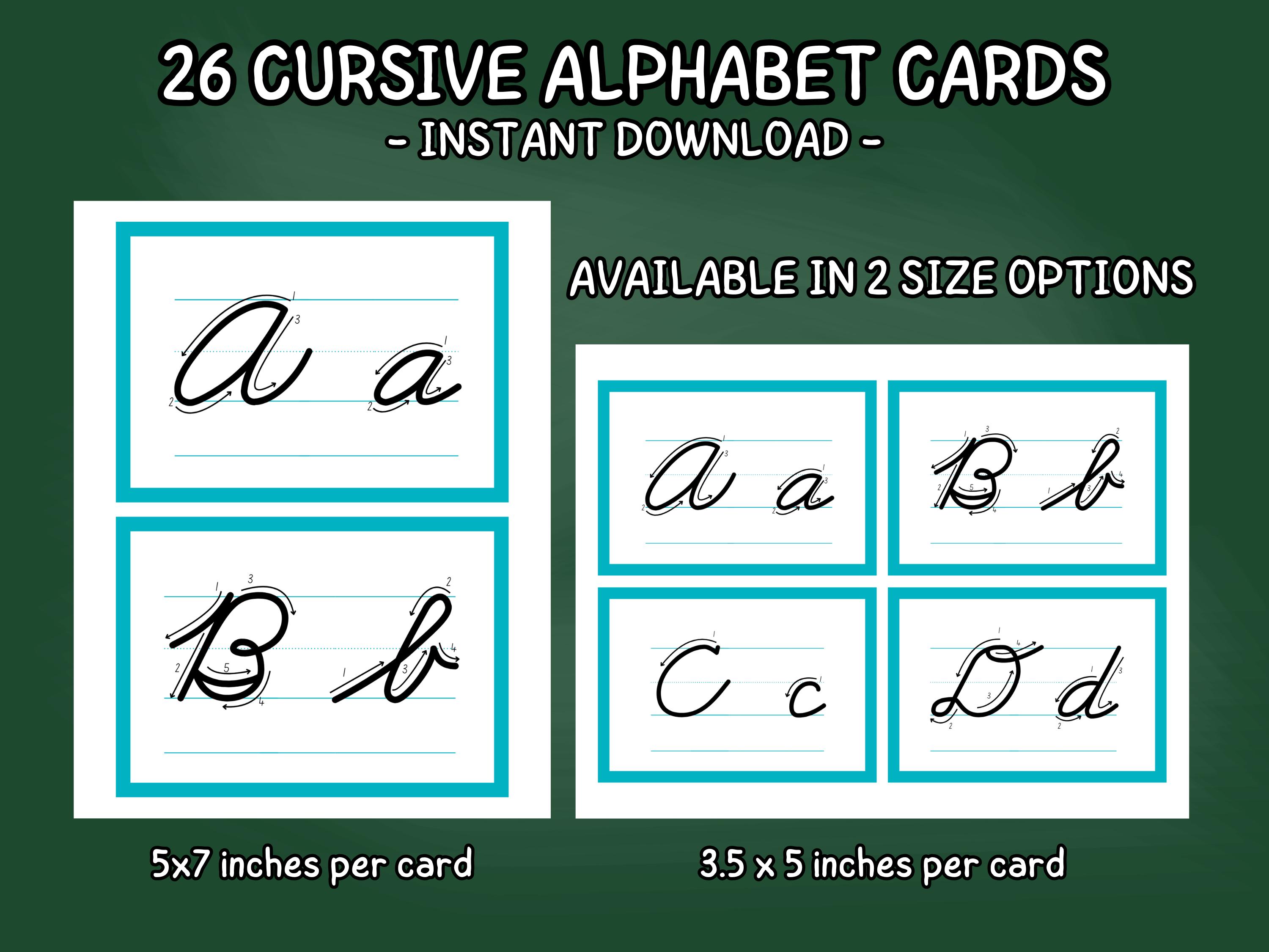 Printable Cursive Alphabet Cards: Handwriting Practice (digital ...
