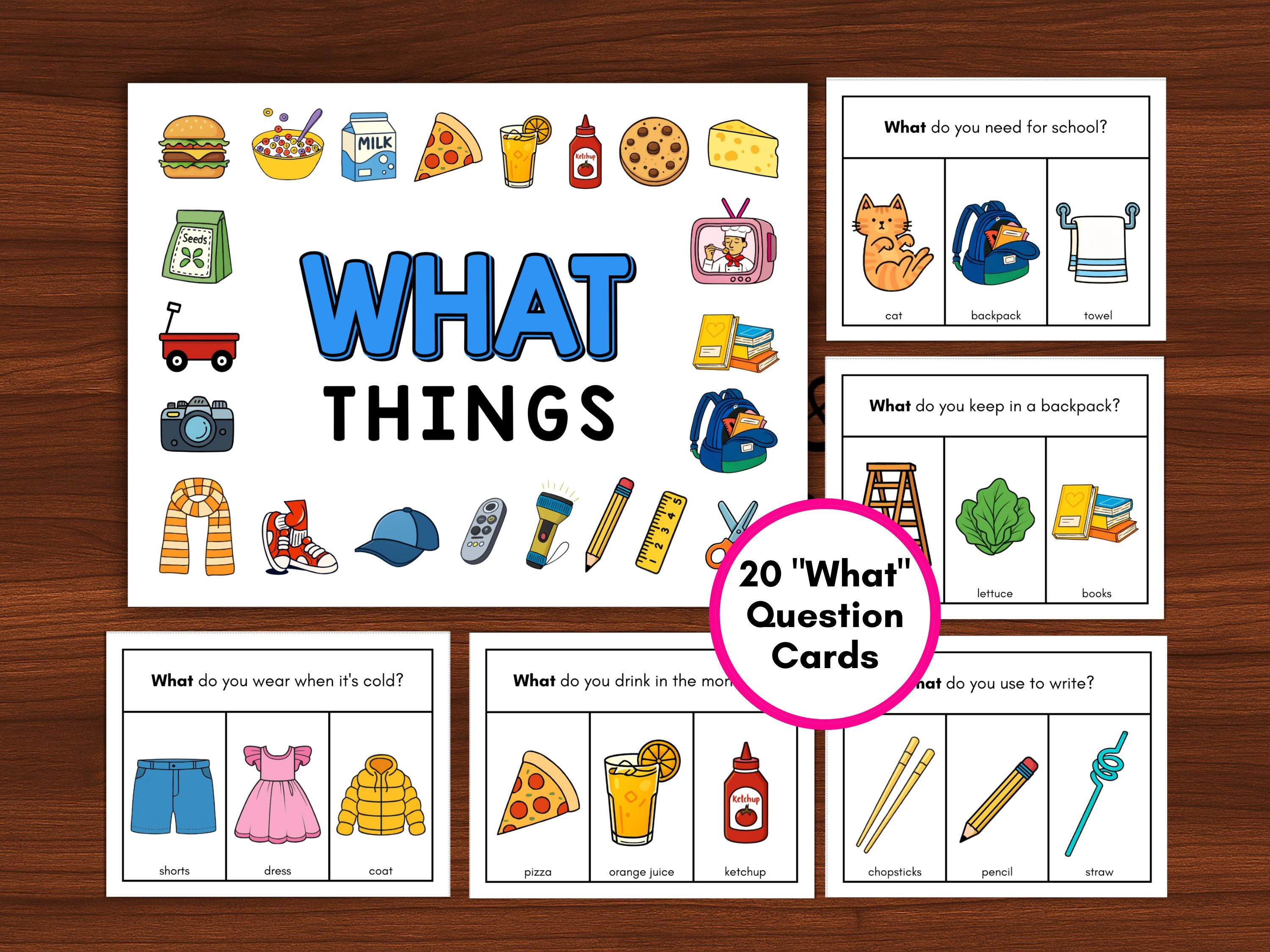 100 WH Question Cards: Speech Therapy Who, What, Where, When, Why ...