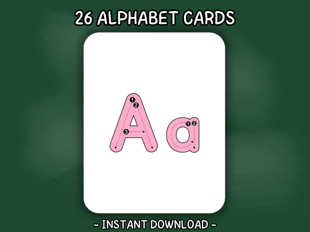 Alphabet Tracing Flash Cards: ABC Printable Cards (digital Download) - Etsy
