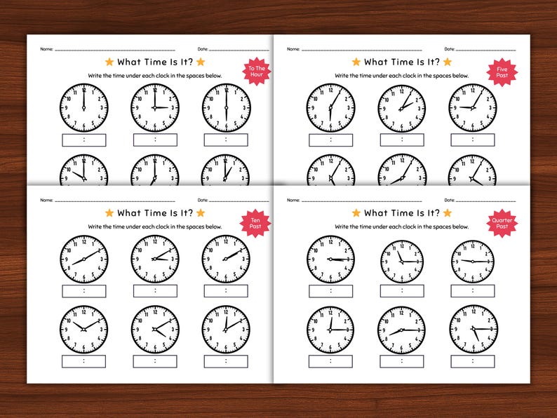 Telling Time Worksheets: Analog Clock Practice (digital Download) - Etsy