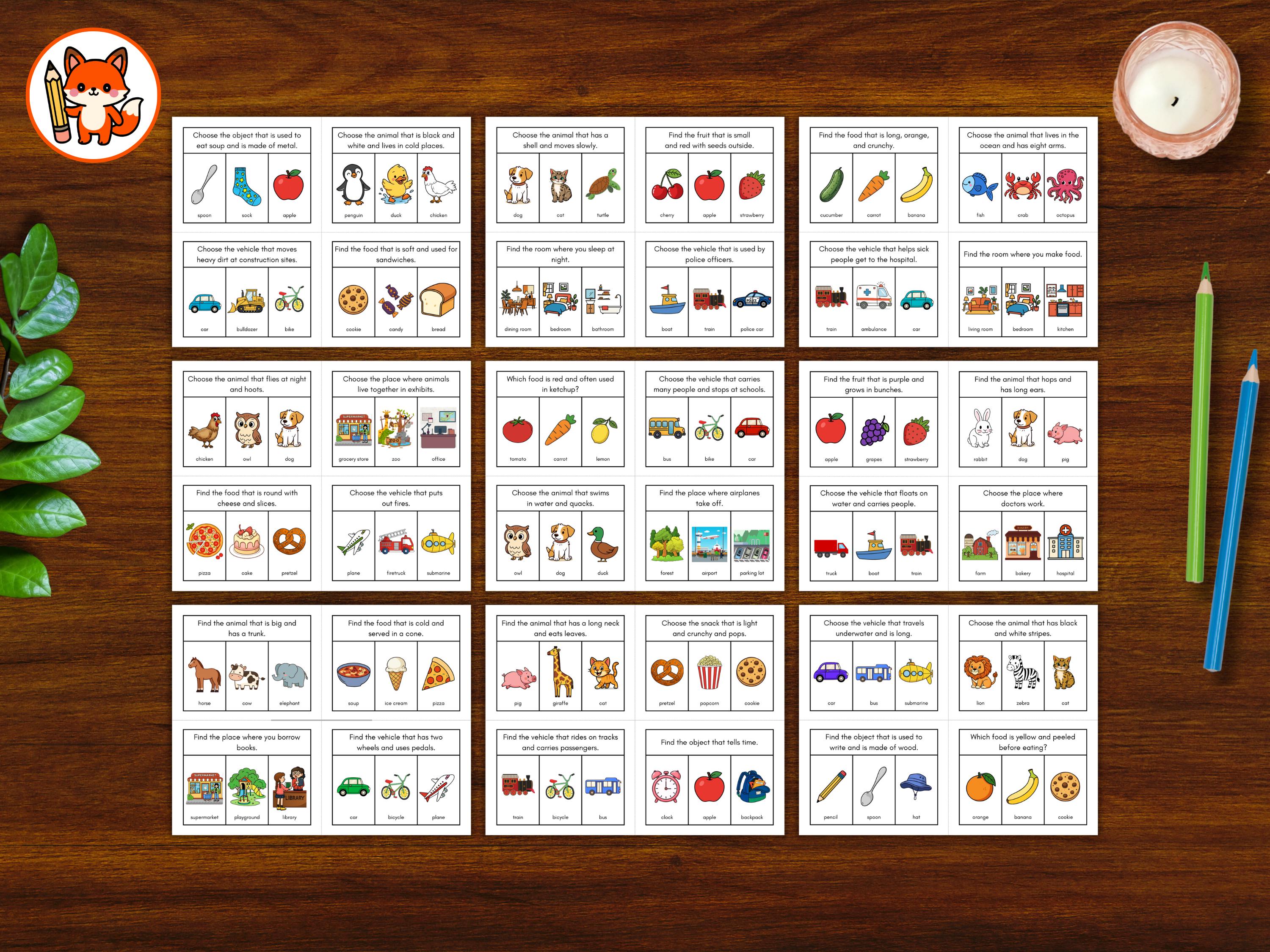 100 Characteristics and Functions Task Cards; Speech Therapy, Critical ...