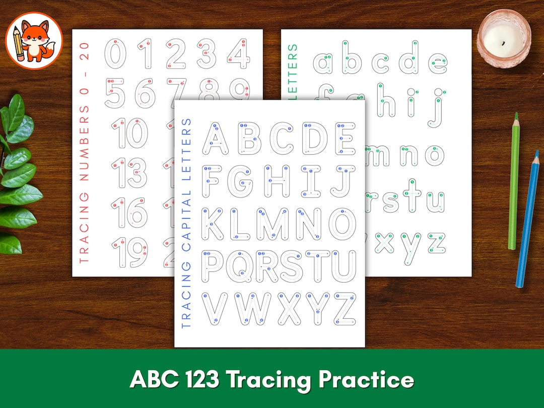 Printable Tracing Alphabet and Number Worksheets, ABC 123 Tracing ...