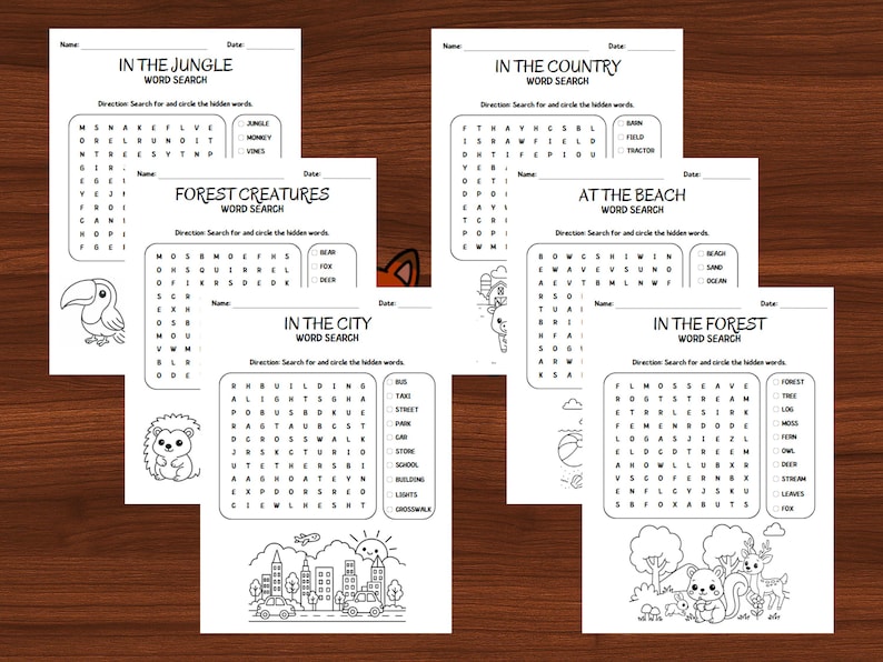 28-page Easy Word Search and Coloring Pages for Kids; Word Search for ...