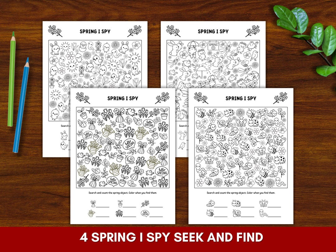 Spring I Spy Printable | Seek & Find Spring Worksheets for Kids - Etsy