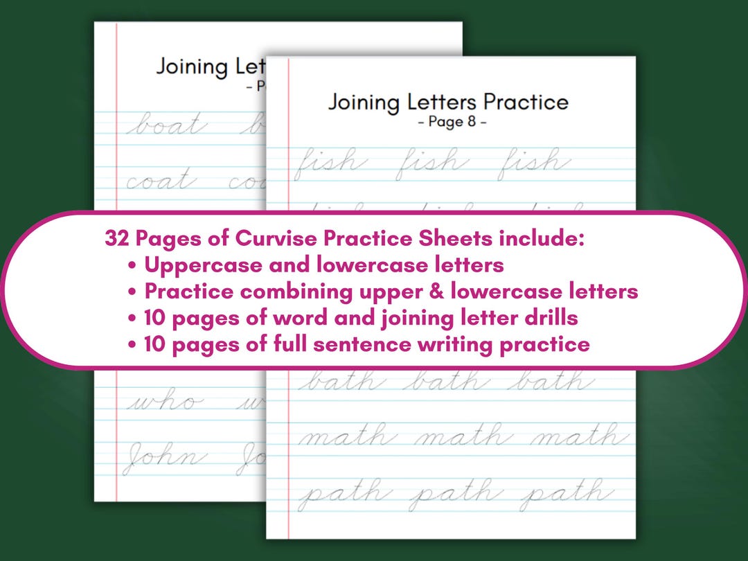 Cursive Handwriting Worksheets, Cursive Alphabet Tracing Pages, 32-page ...