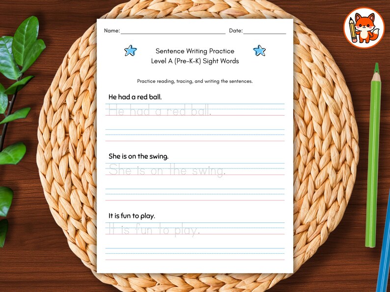 80 Sentence Writing Practice Worksheets: Kindergarten & 1st Grade Sight ...