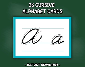 Printable Cursive Alphabet Cards: Handwriting Practice (digital ...