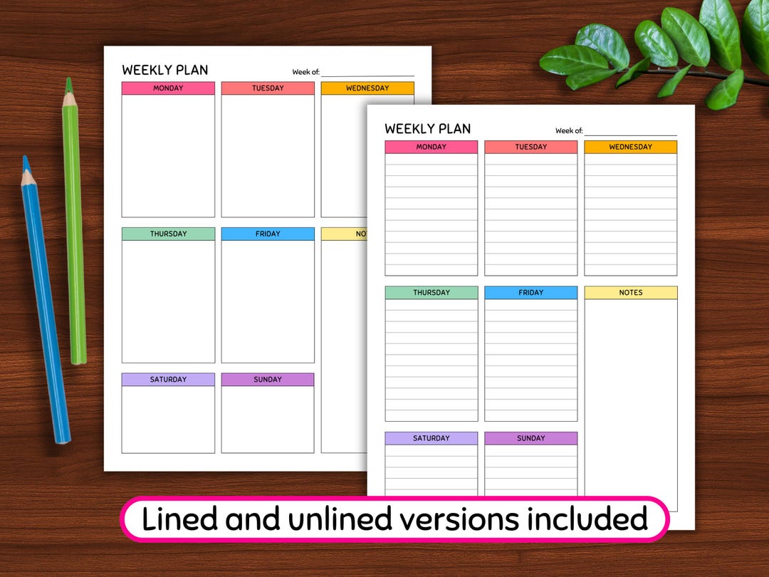 Weekly Planner Printable | Weekly Schedule Template for Home, School ...