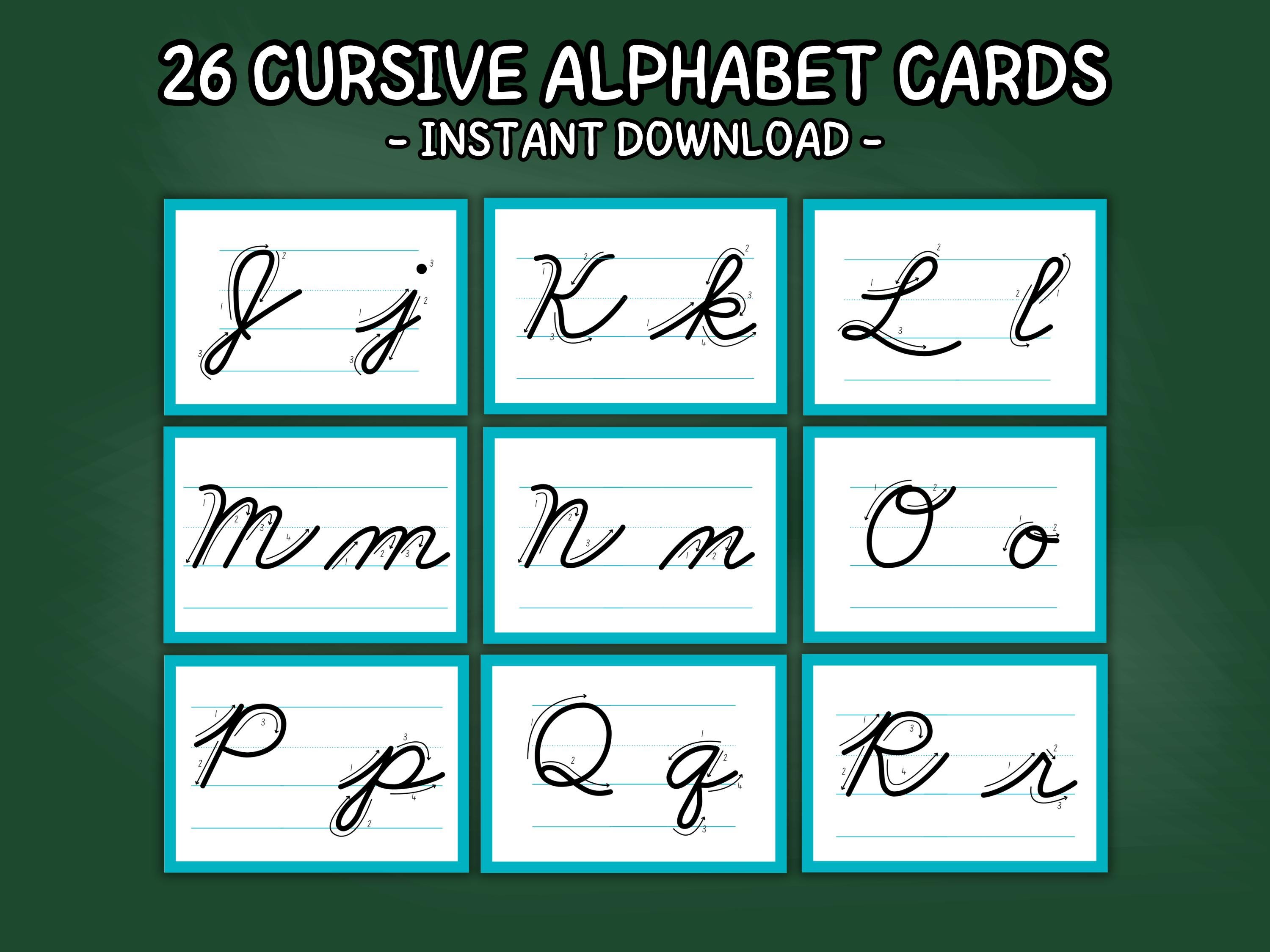 Printable Cursive Alphabet Cards: Handwriting Practice (digital ...