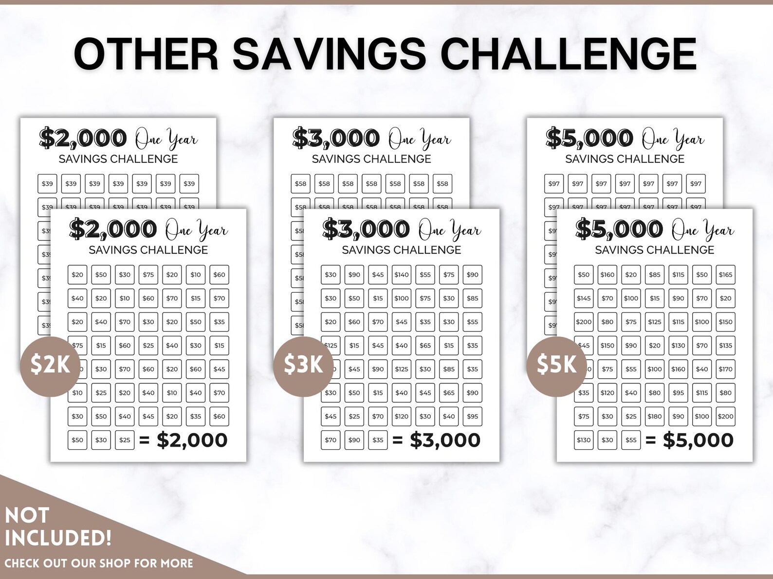 2000 Savings Challenge Printable, Savings Tracker, 2000 Dollars in One ...