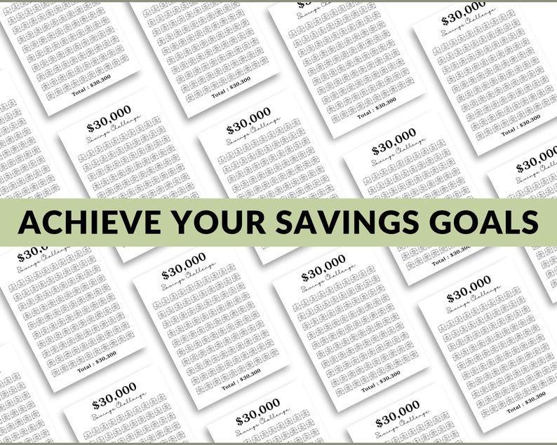 30000 Savings Challenge Printable, Savings Tracker, 30k Savings ...