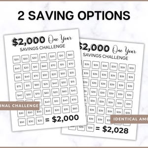 2000 Savings Challenge Printable, Savings Tracker, 2000 Dollars in One ...