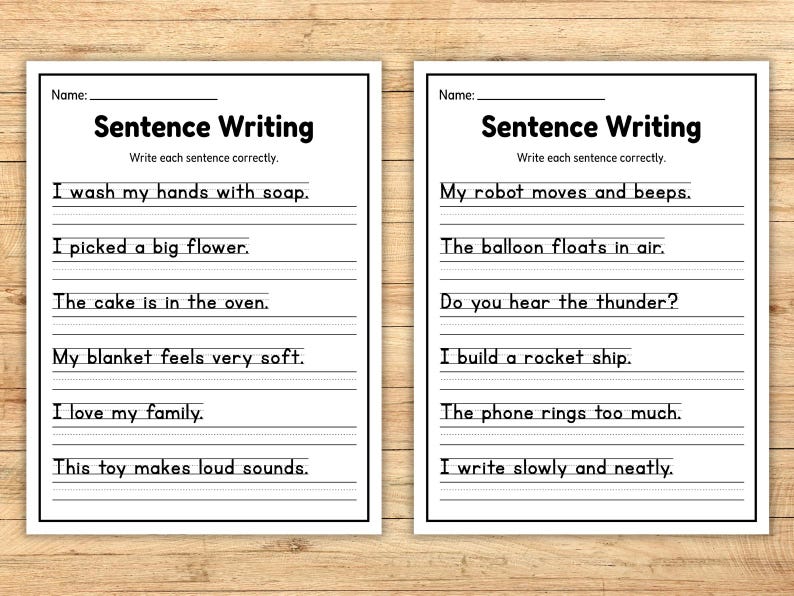 300 Sentence Writing Practice Worksheet Sentences Writing Worksheets ...