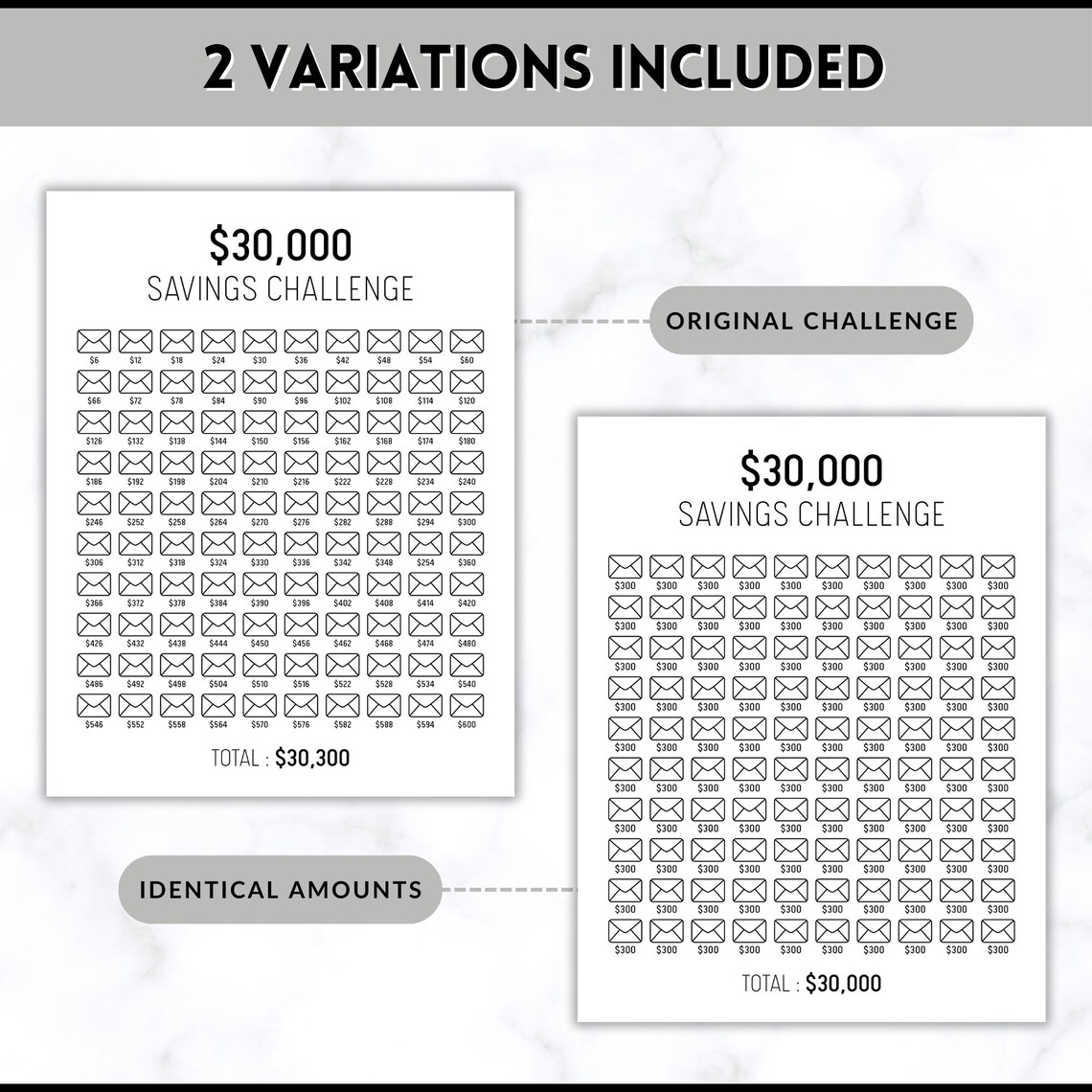 30000 Savings Challenge Printable, Savings Tracker, 30k Savings ...