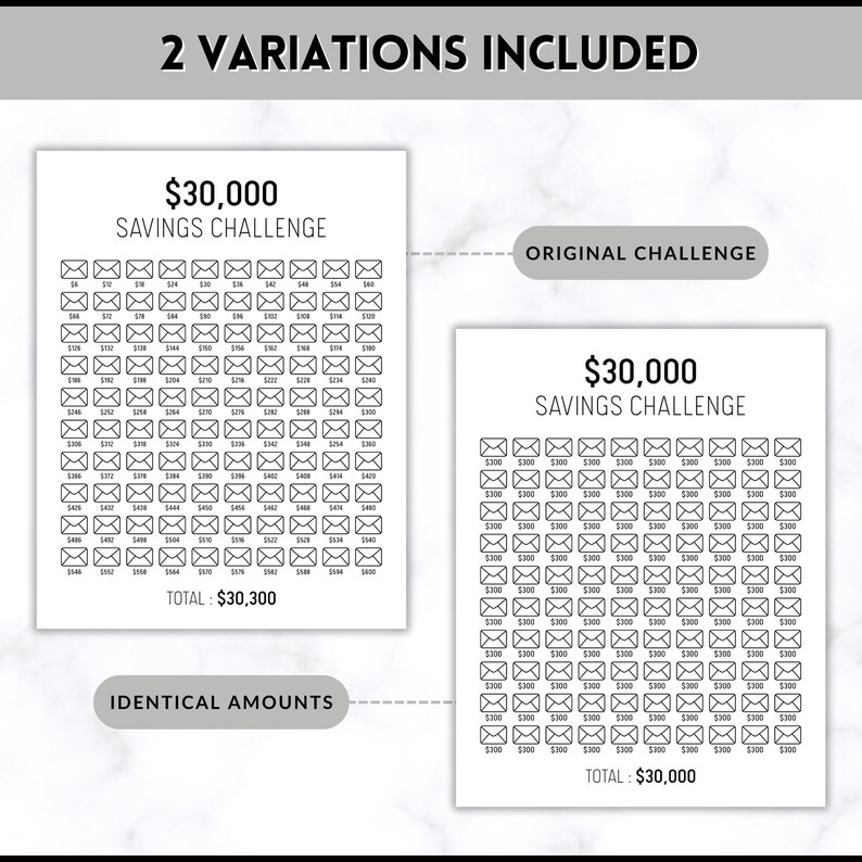 30000 Savings Challenge Printable, Savings Tracker, 30k Savings ...