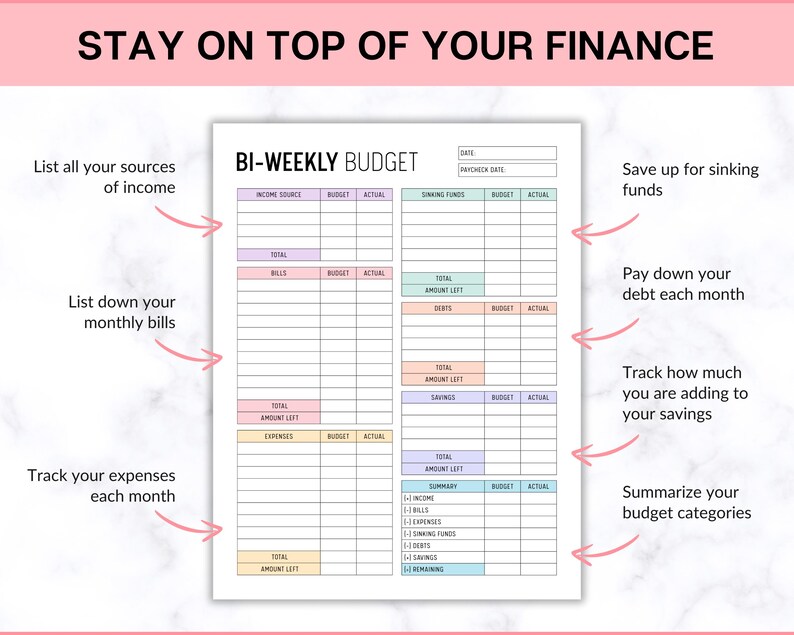 Biweekly Budget Planner Printable, Biweekly Budget Tracker, Finance ...