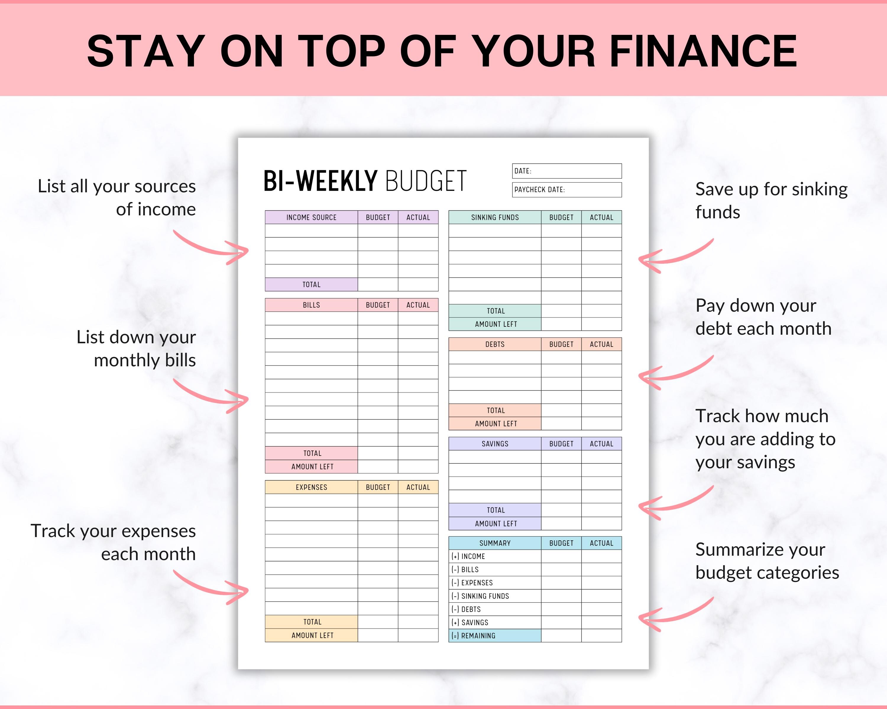 Biweekly Budget Planner Printable, Biweekly Budget Tracker, Finance ...
