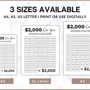 2000 Savings Challenge Printable, Savings Tracker, 2000 Dollars in One ...