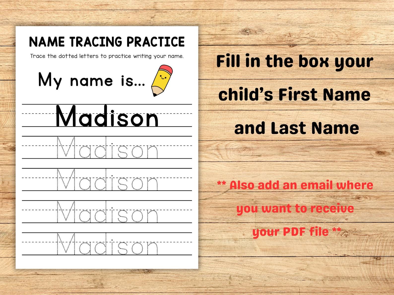 Pre-k Custom Name Tracing Worksheet Handwriting Practice Pages ...