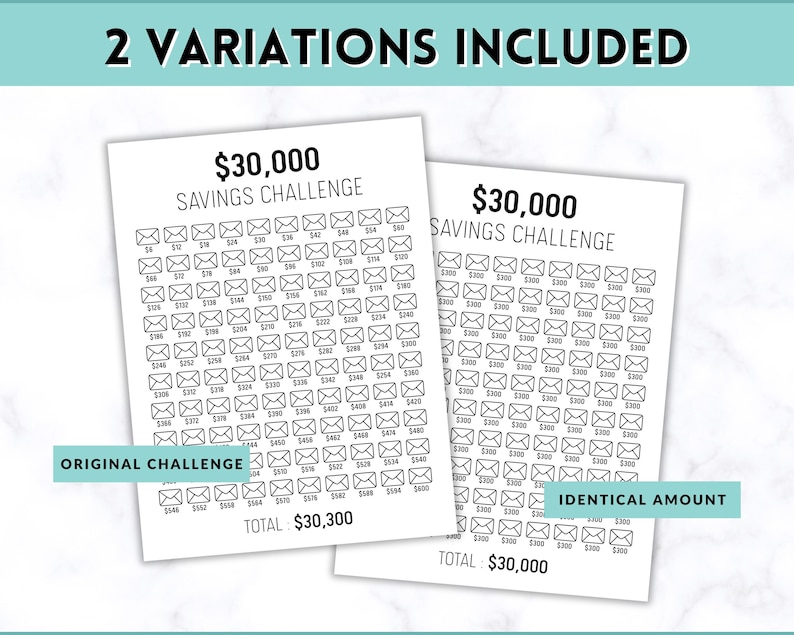 30000 Savings Challenge Printable, Savings Tracker, 30k Savings ...