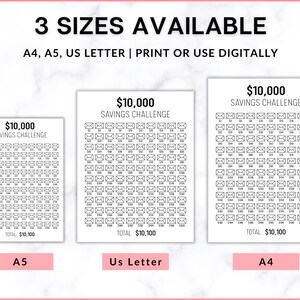 10000 Savings Challenge Printable, Savings Tracker, 10k Savings ...
