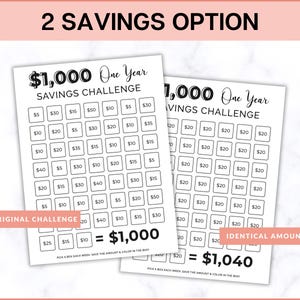 1000 Savings Challenge Printable, Savings Tracker, 1000 Dollars in One ...