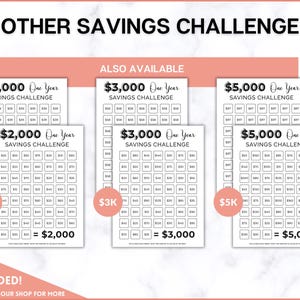 1000 Savings Challenge Printable, Savings Tracker, 1000 Dollars in One ...