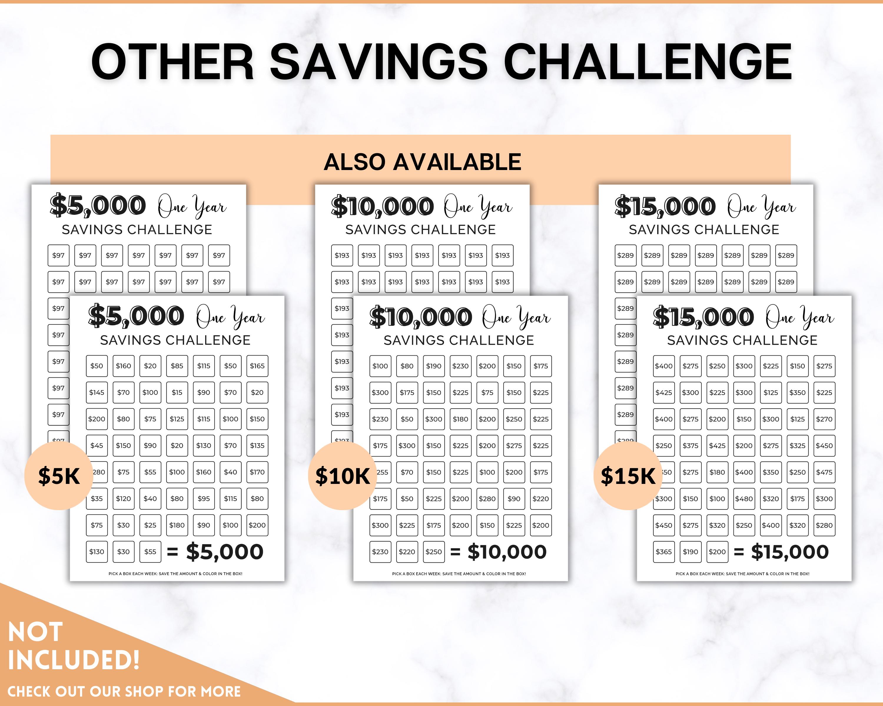 20000 Savings Challenge Printable, Savings Tracker, 20000 Dollars in ...