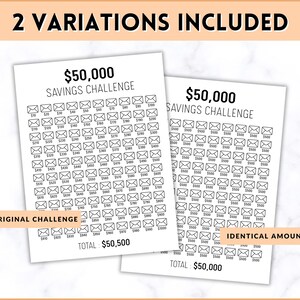 50000 Savings Challenge Printable, Savings Tracker, 50k Savings ...