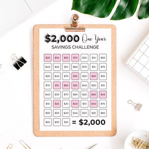 2000 Savings Challenge Printable, Savings Tracker, 2000 Dollars in One ...