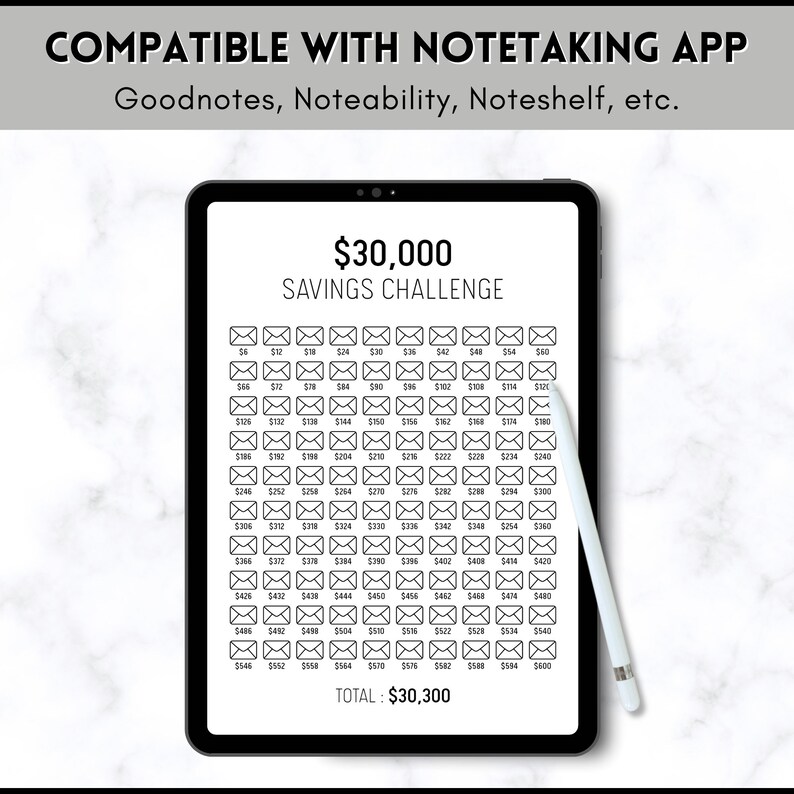 30000 Savings Challenge Printable, Savings Tracker, 30k Savings ...