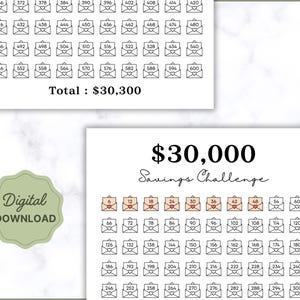 30000 Savings Challenge Printable, Savings Tracker, 30k Savings ...