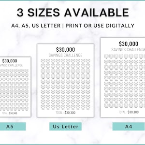 30000 Savings Challenge Printable, Savings Tracker, 30k Savings ...