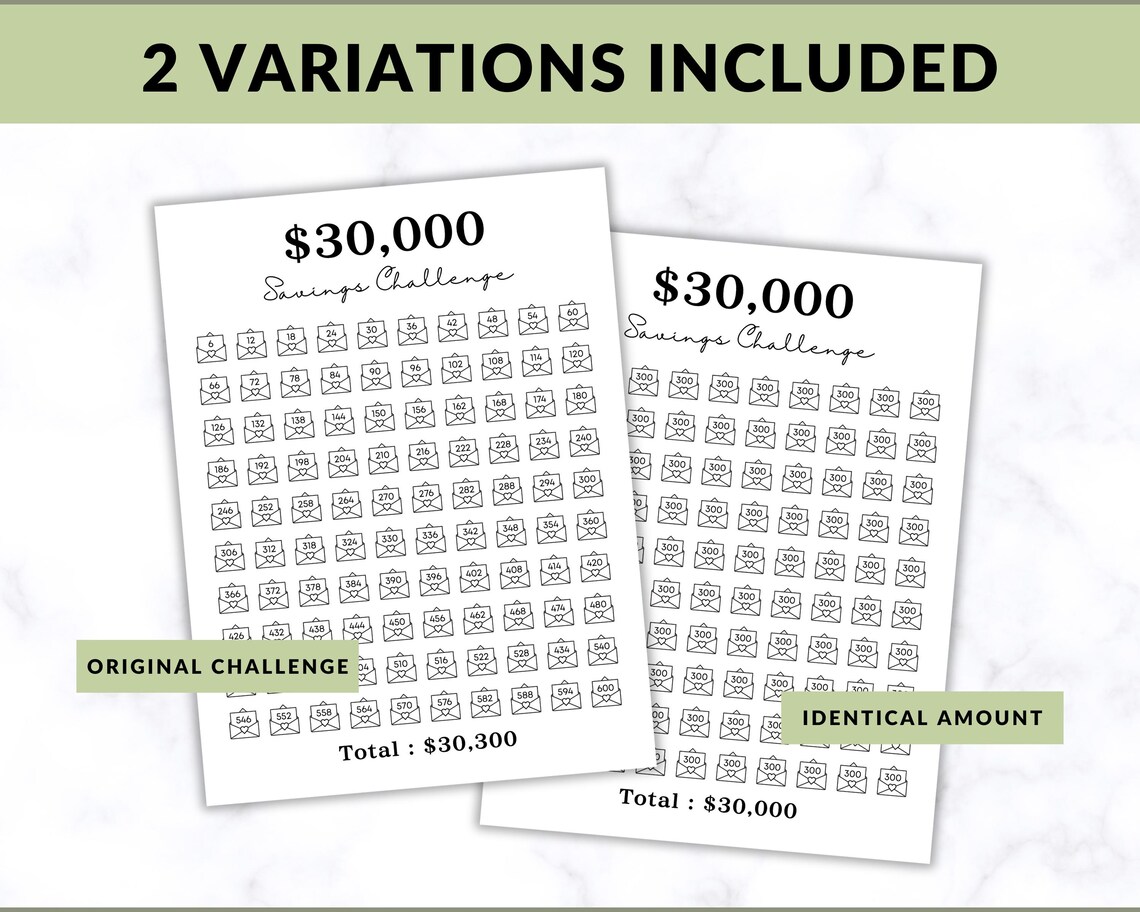 30000 Savings Challenge Printable, Savings Tracker, 30k Savings ...