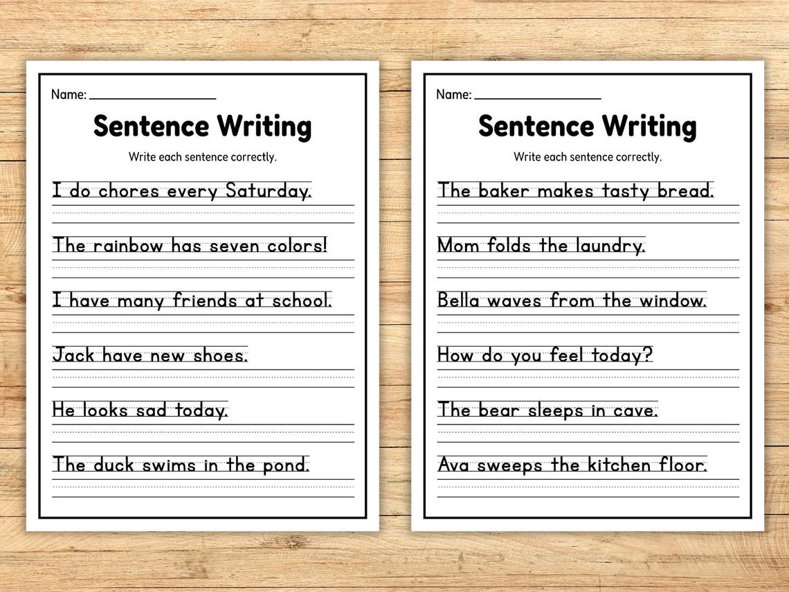 300 Sentence Writing Practice Worksheet Sentences Writing Worksheets ...