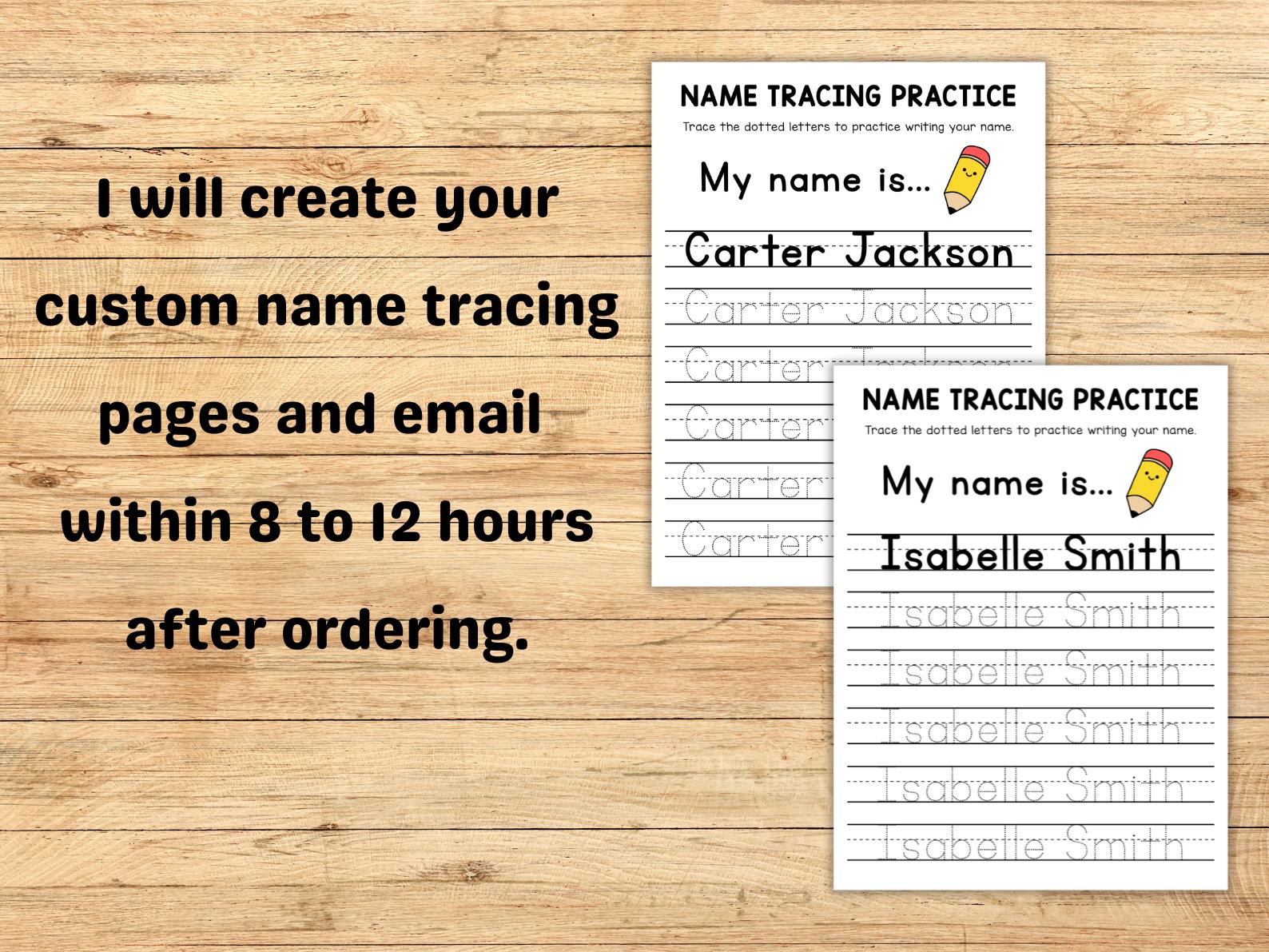 Pre-k Custom Name Tracing Worksheet Handwriting Practice Pages ...