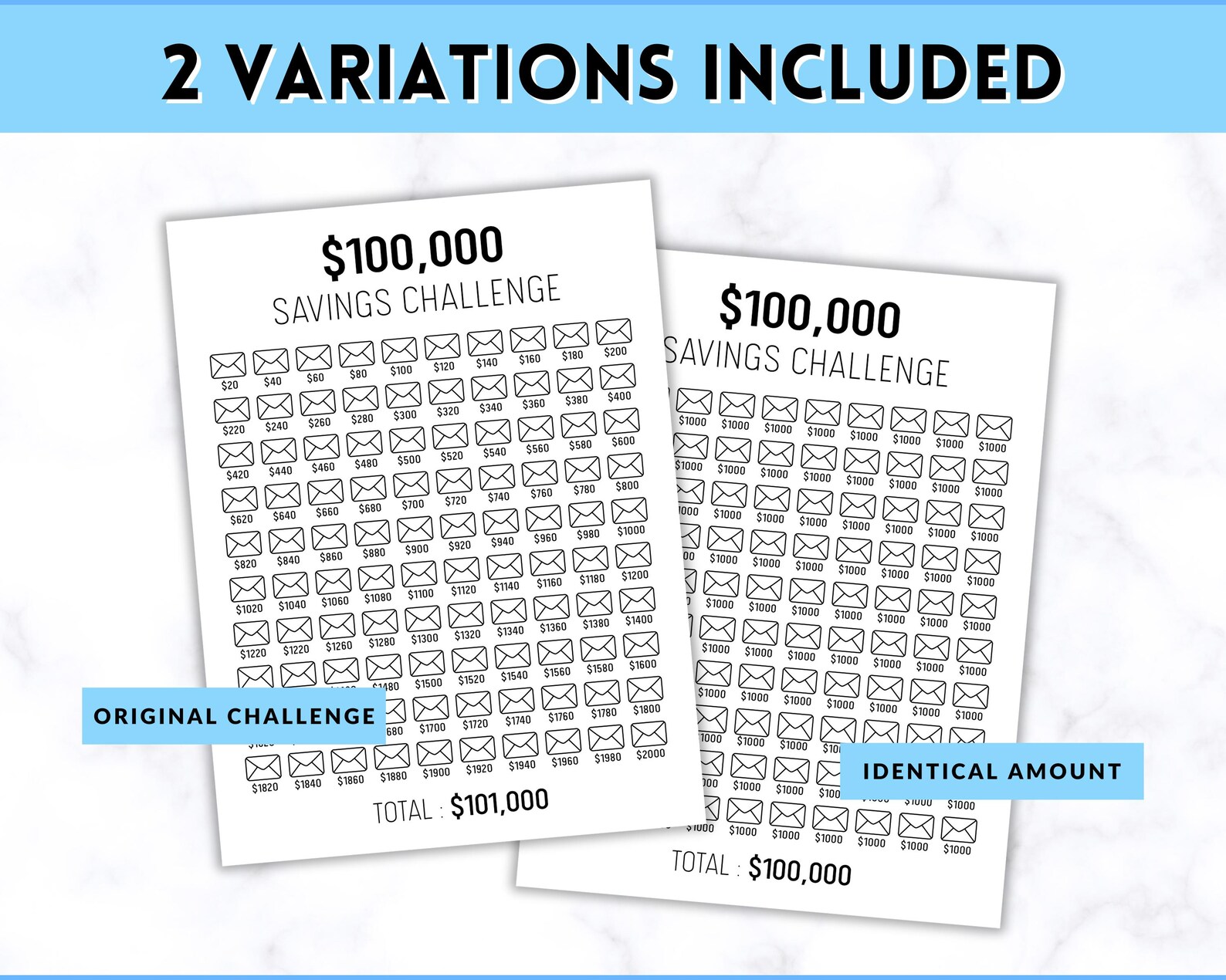 100000 Savings Challenge Printable, Savings Tracker, 100k Savings ...