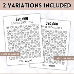 20000 Savings Challenge Printable, Savings Tracker, 20k Savings ...