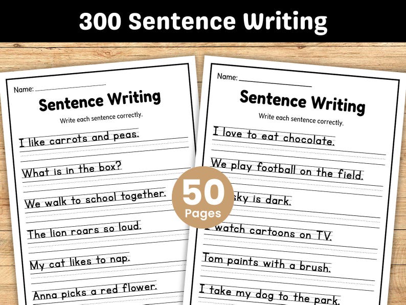 300 Sentence Writing Practice Worksheet Sentences Writing Worksheets ...