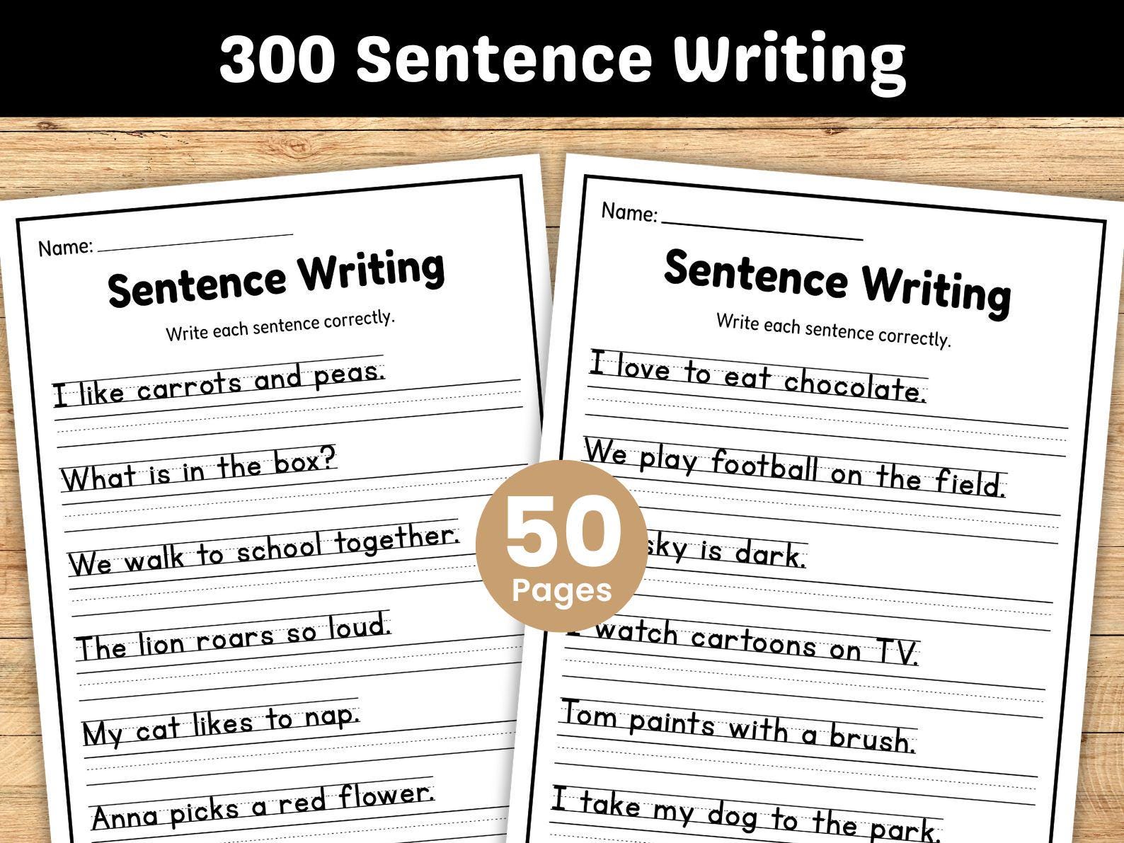 300 Sentence Writing Practice Worksheet Sentences Writing Worksheets ...