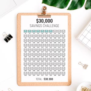 30000 Savings Challenge Printable, Savings Tracker, 30k Savings ...