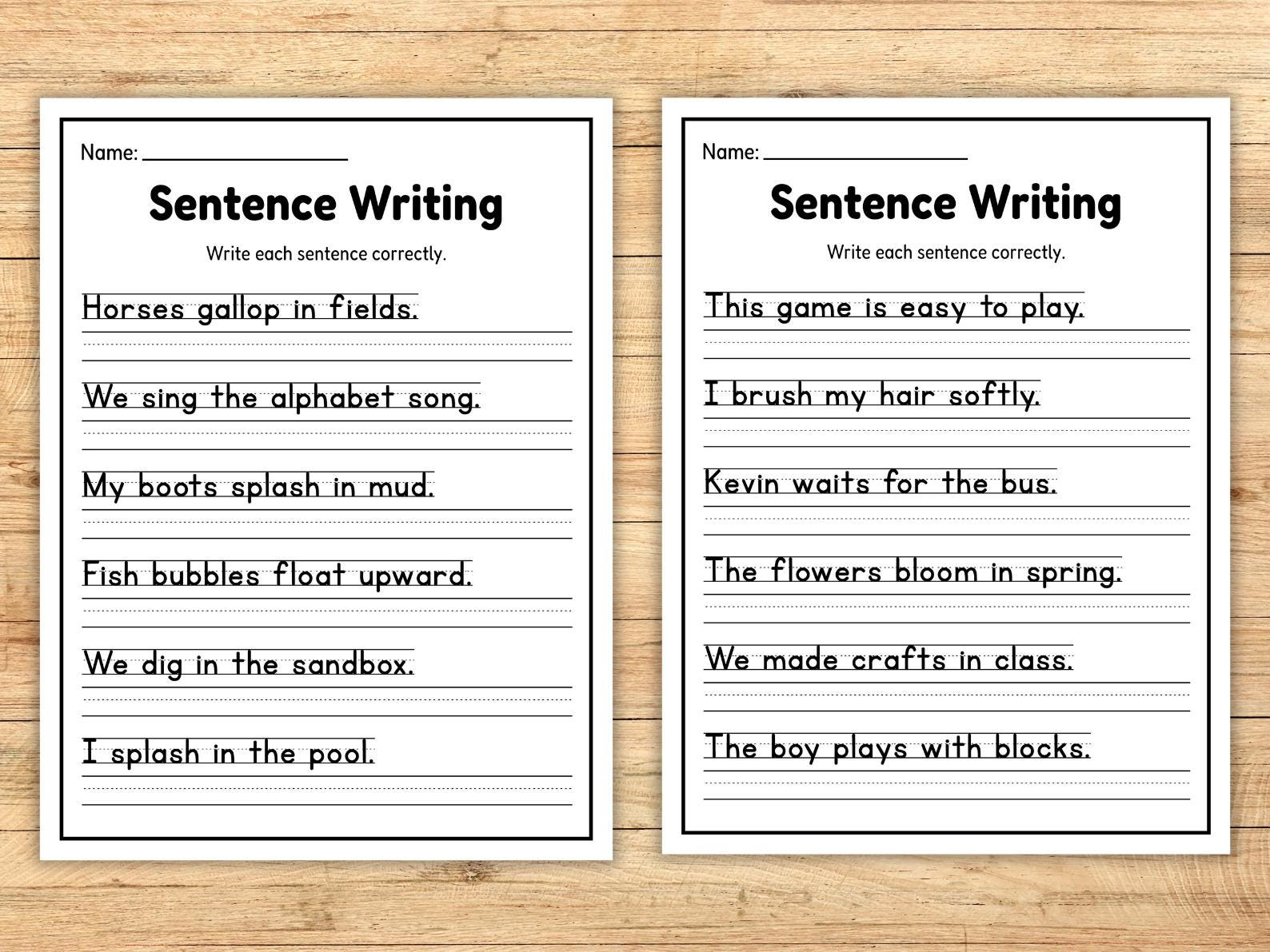 300 Sentence Writing Practice Worksheet Sentences Writing Worksheets ...